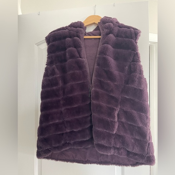 Jackets & Coats | Reversible Vest With Faux Plum Fur | Poshmark